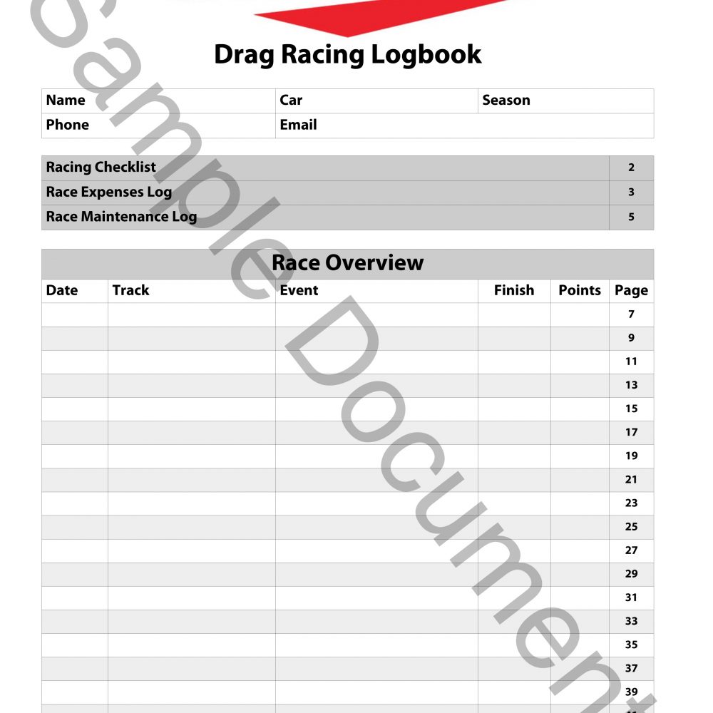 Drag Racing Log Book - Computech