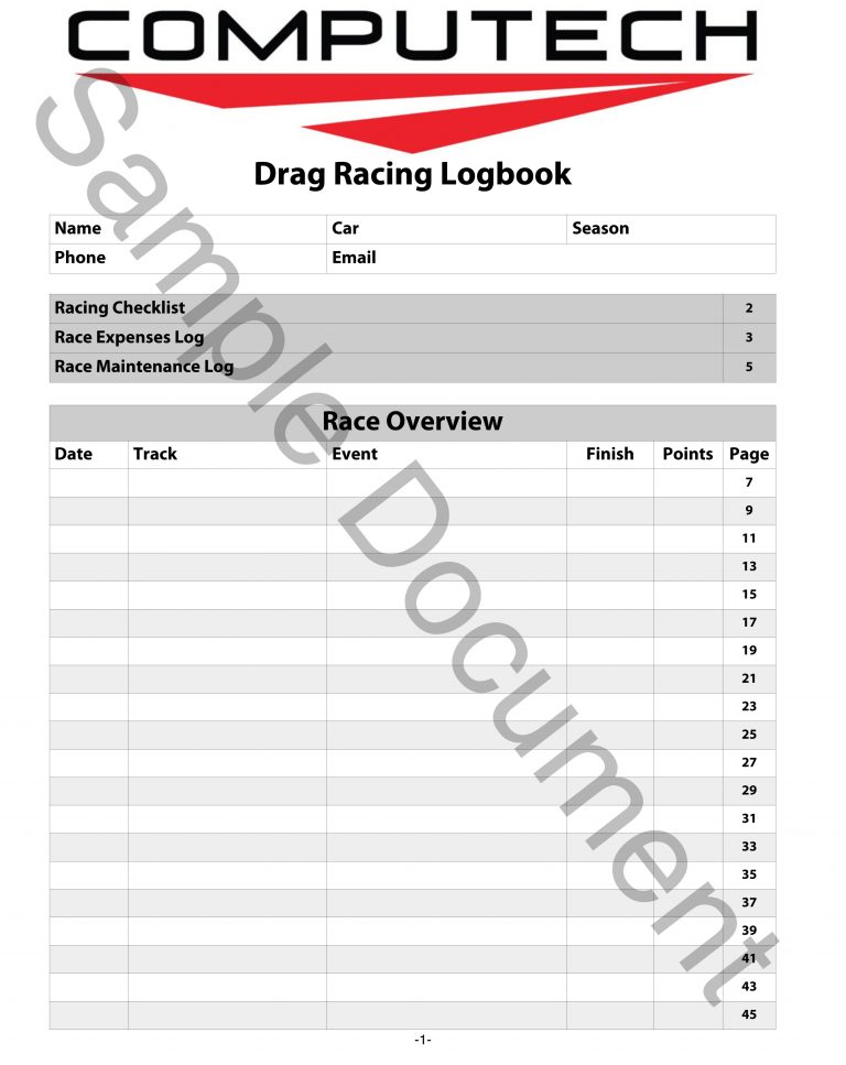 Drag Racing Log Book – Computech